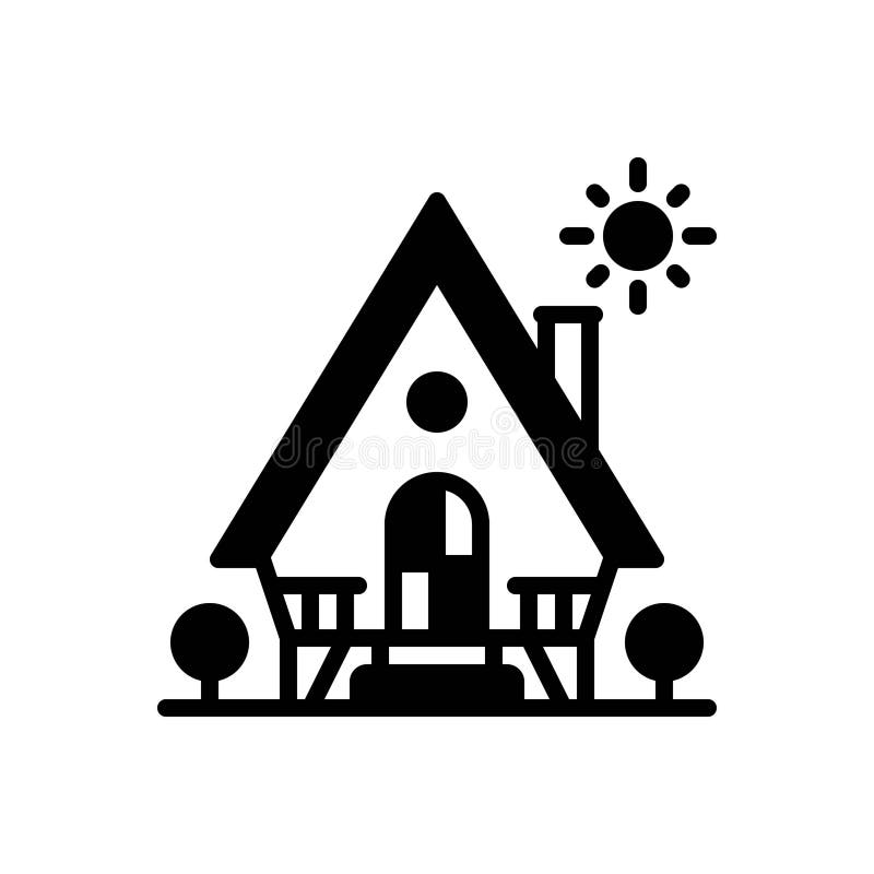 Black Solid Icon for Cabin, Humpy and House Stock Illustration ...