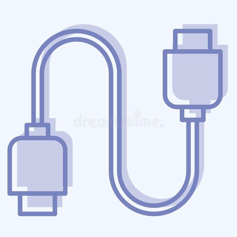 Icon Cable. Suitable for Computer Components Symbol. Two Tone Style ...