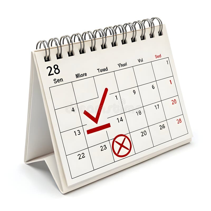 Calendar with Check Mark and Bell Icon Isolated on White Background ...