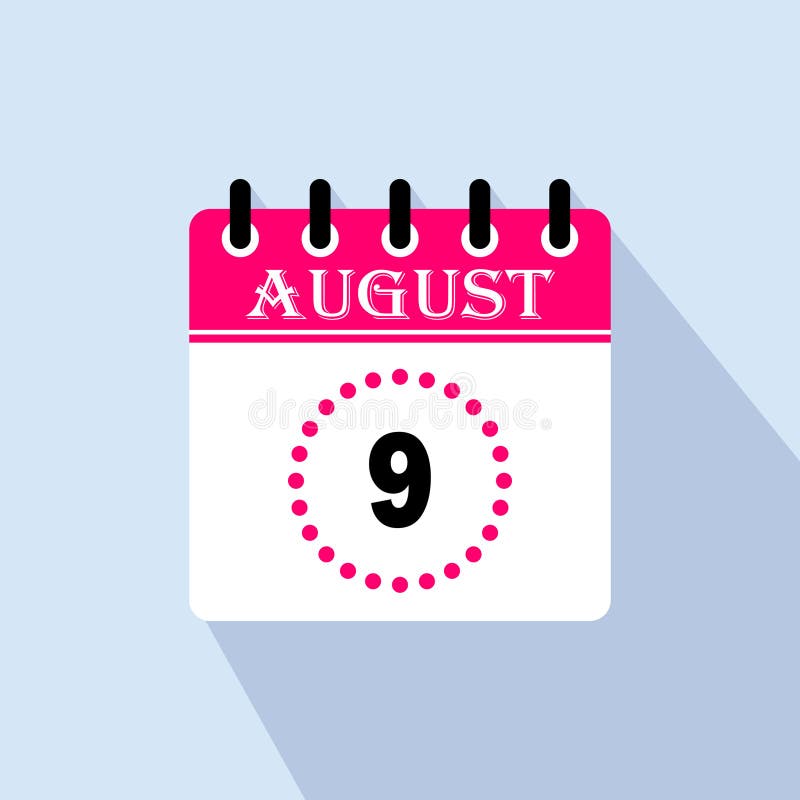 Icon Calendar Day - 9 August Stock Vector - Illustration of date ...