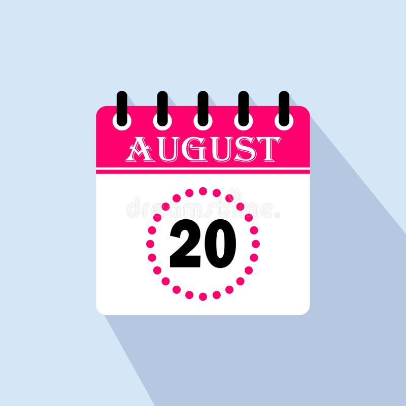 Icon Calendar Day - 20 August Stock Vector - Illustration of month ...