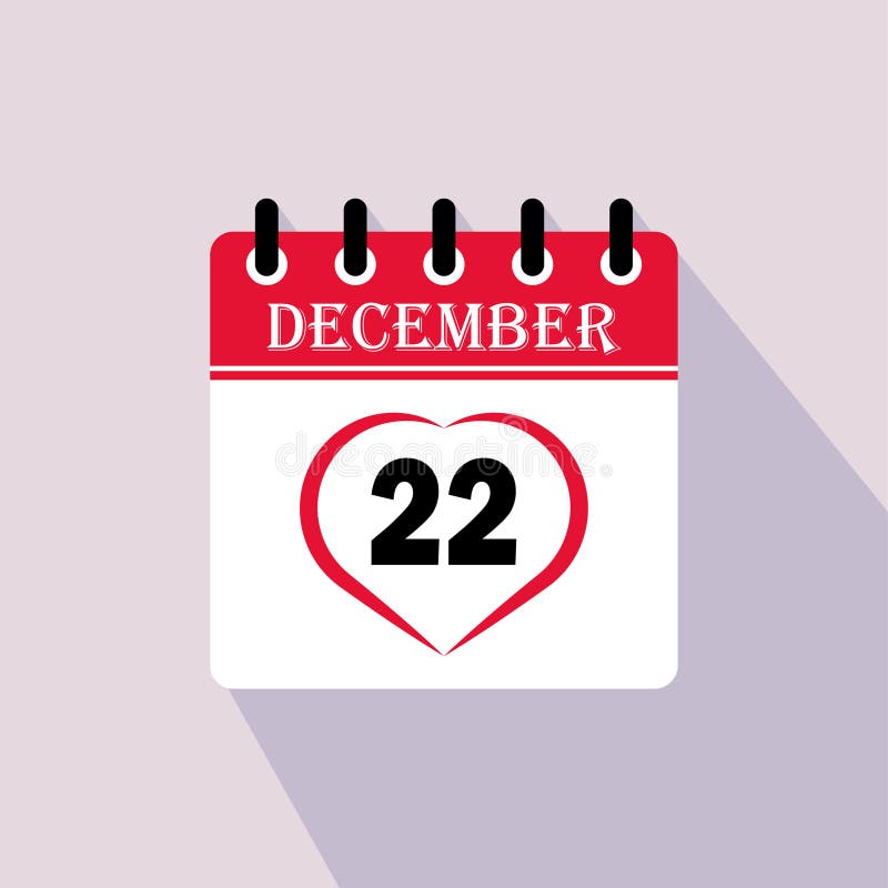 Icon Calendar Day - 22 December Stock Vector - Illustration of isolated ...