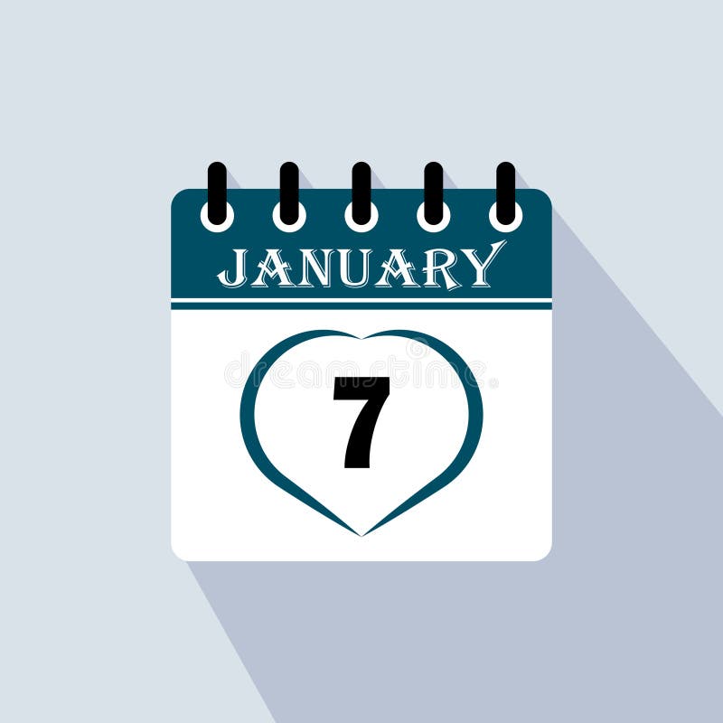 Icon Calendar Day - 7 January Stock Vector - Illustration of vector ...