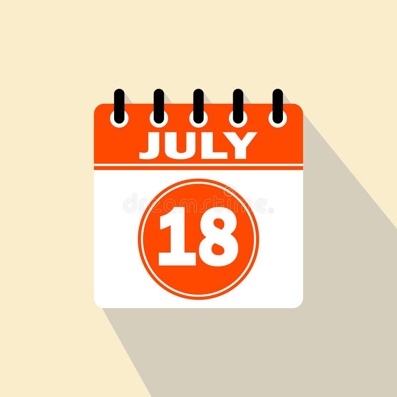 Icon Calendar Day - 18 July Stock Vector - Illustration of 18th ...