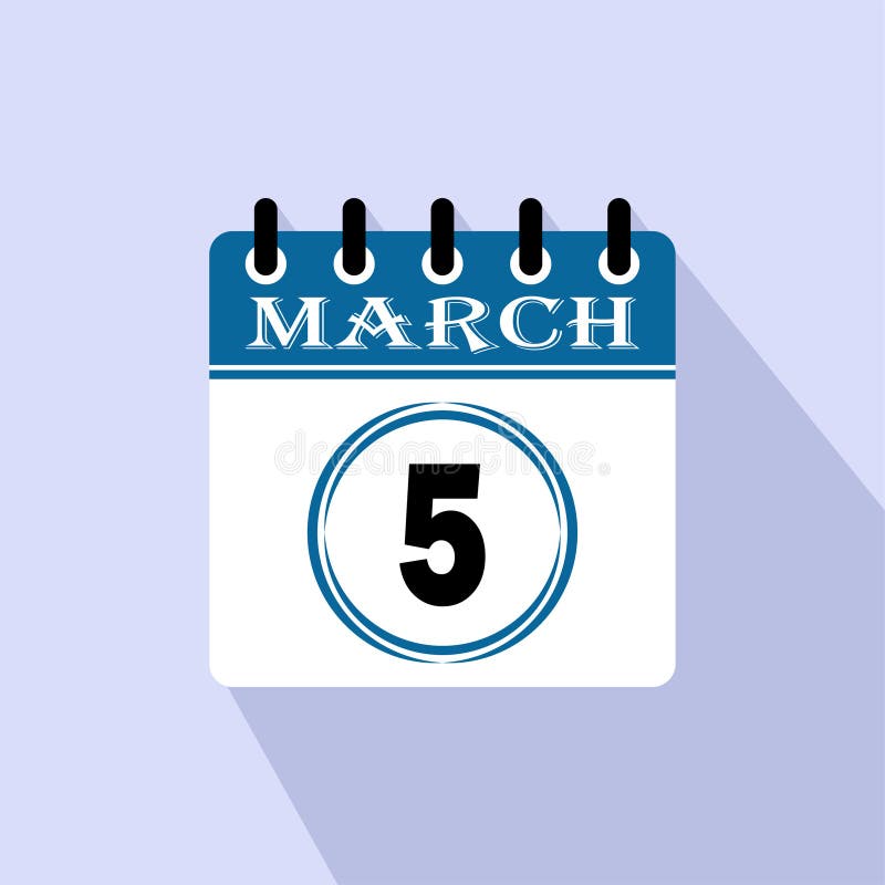 Icon Calendar Day - 5 March Stock Illustration - Illustration of march ...