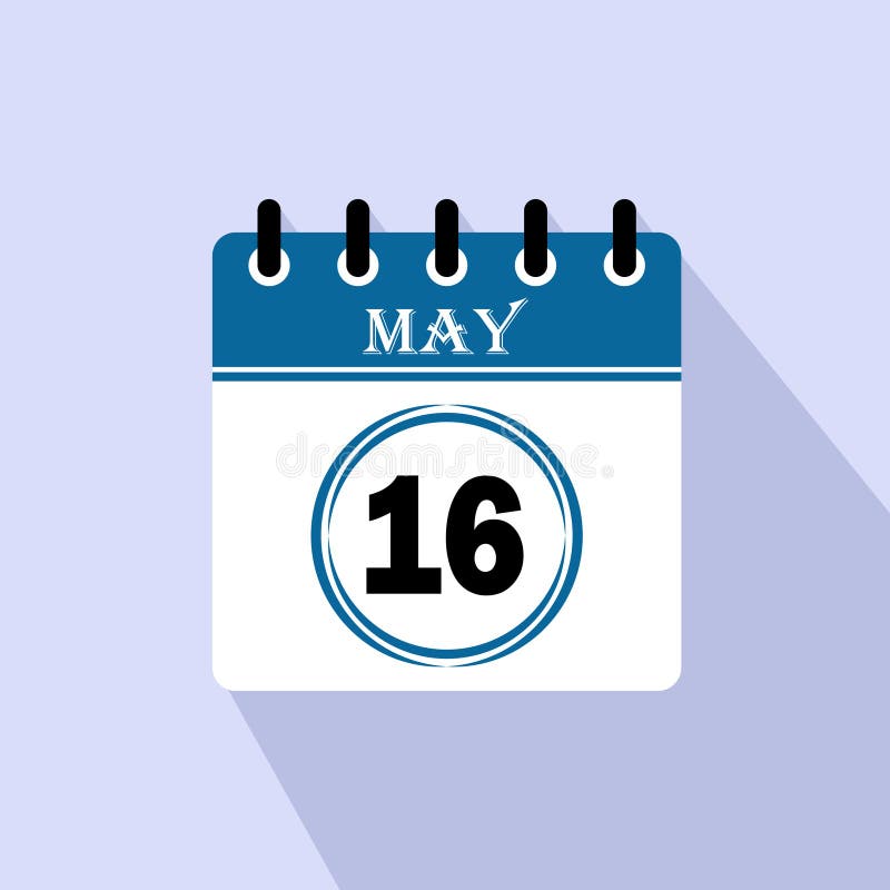 Icon calendar day - 16 May stock vector. Illustration of sign - 306364520
