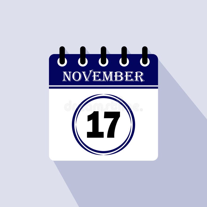 Icon Calendar Day - 17 November Stock Vector - Illustration of poster ...