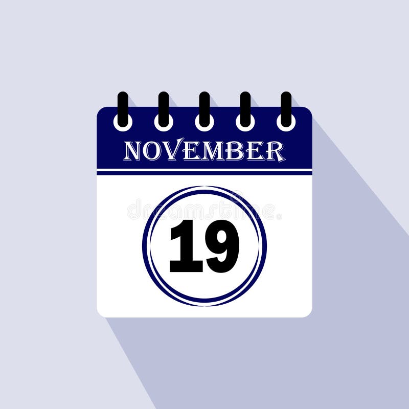 Icon Calendar Day - 19 November Stock Vector - Illustration of template ...