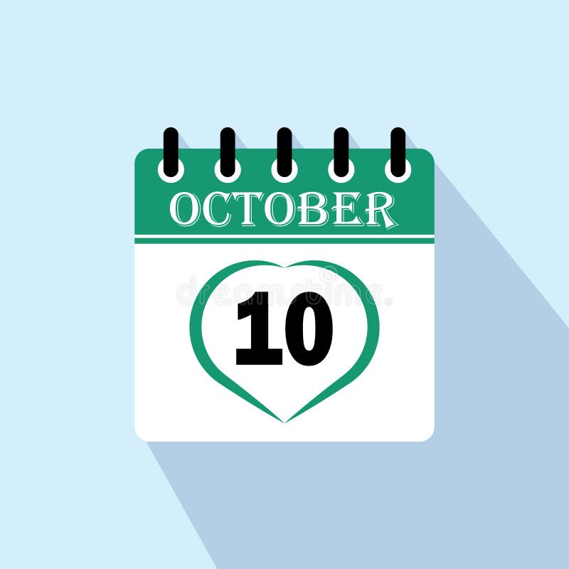 Icon Calendar Day - 10 October Stock Vector - Illustration of ...
