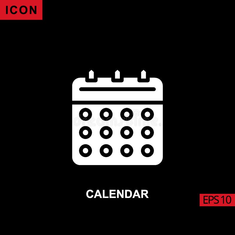 Icon Calendar. Flat, Glyph or Filled Vector Icon Symbol Sign Collection ...