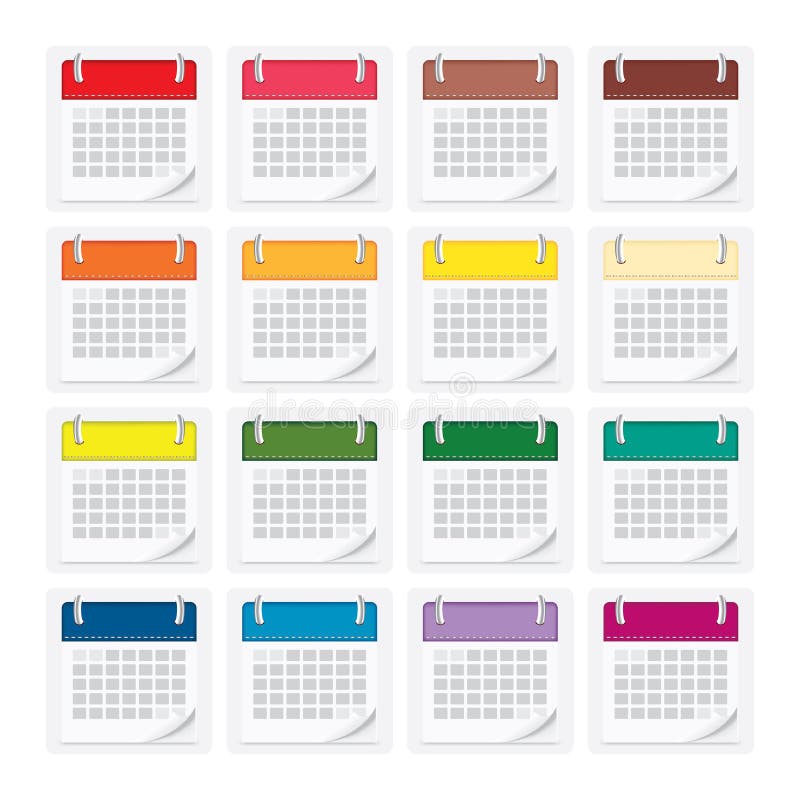 Vector Calendar Icon Set Flat Design Stock Vector - Illustration of ...