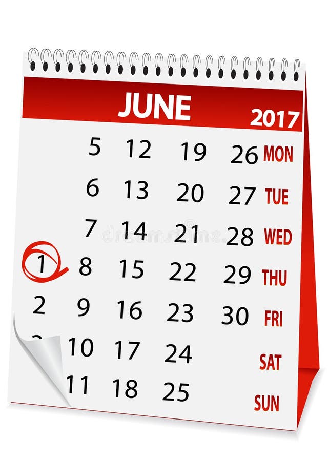 Icon Calendar June 1 2017 Stock Illustrations – 1 Icon Calendar June 1 ...
