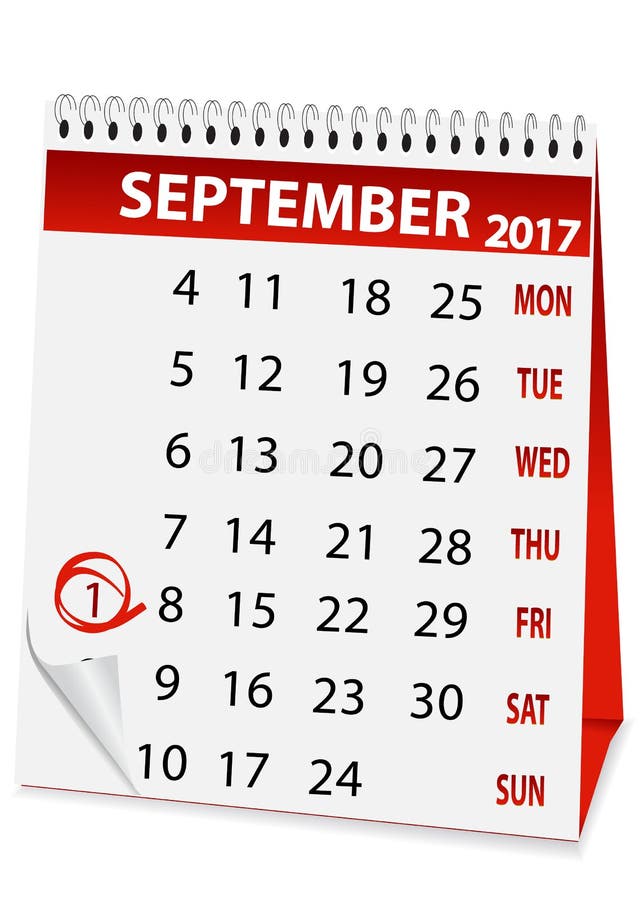 Icon Calendar for September 1 2017 Stock Vector - Illustration of ...
