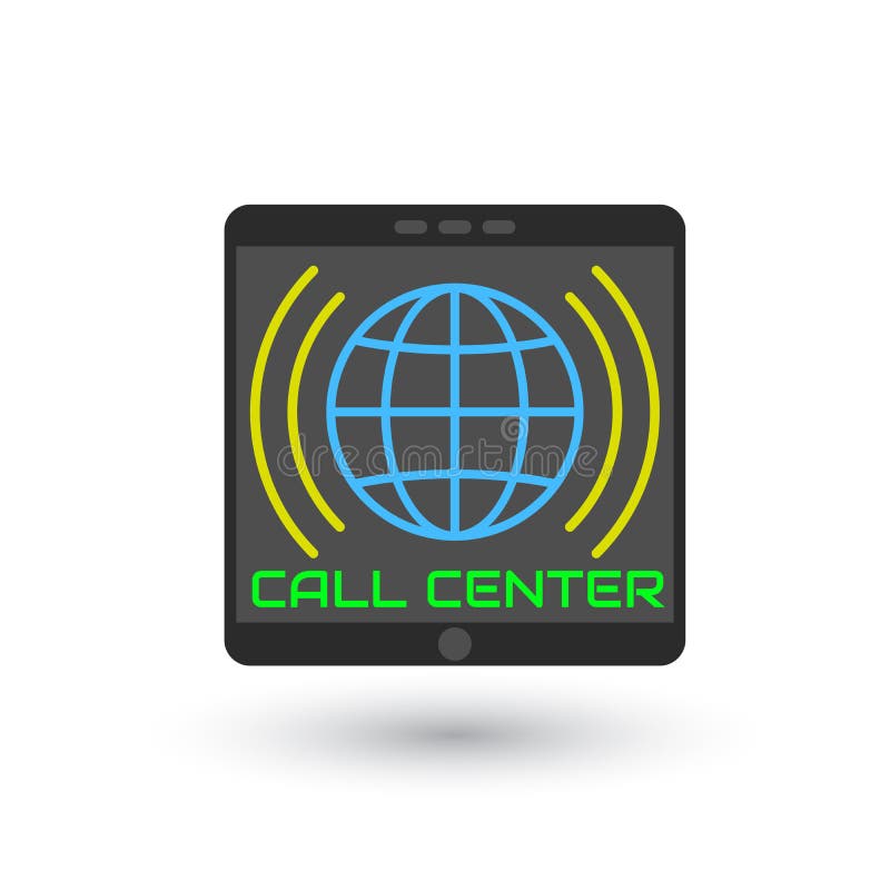 Icon Call Center. Logo Colored Globe Inside Vertical Mobile Tablet ...