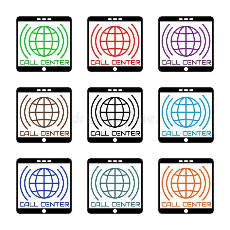 Icon Call Center. Logo. Globe Inside Vertical Black Mobile Device Stock ...