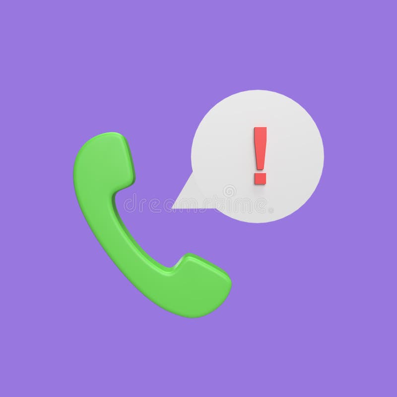 Icon Call and Exclamation Mark 3d Icon Model Cartoon Style Concept ...