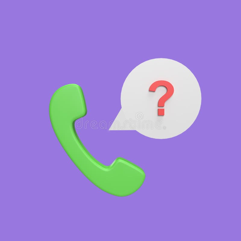 Icon Call and Question Mark 3d Icon Model Cartoon Style Concept. Render ...