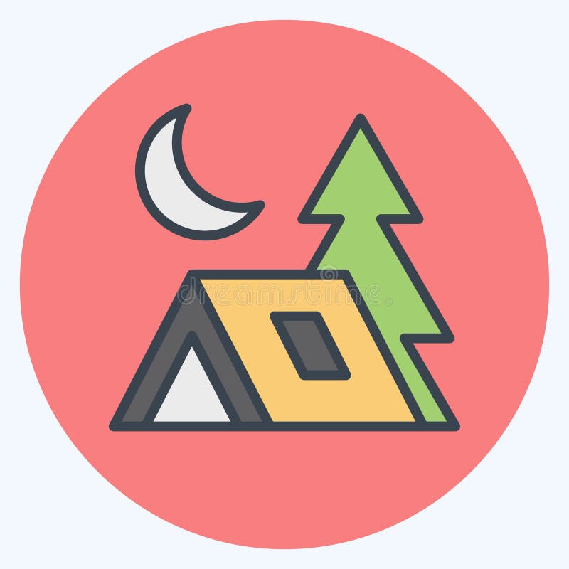 Icon Camp. Suitable for Summer Symbol. Color Mate Style. Simple Design ...