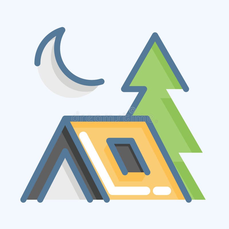 Icon Camp. Suitable for Summer Symbol. Doodle Style. Simple Design ...