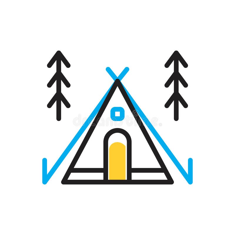 Multi Color Icon for Camp, Tent and Vacation Stock Illustration ...