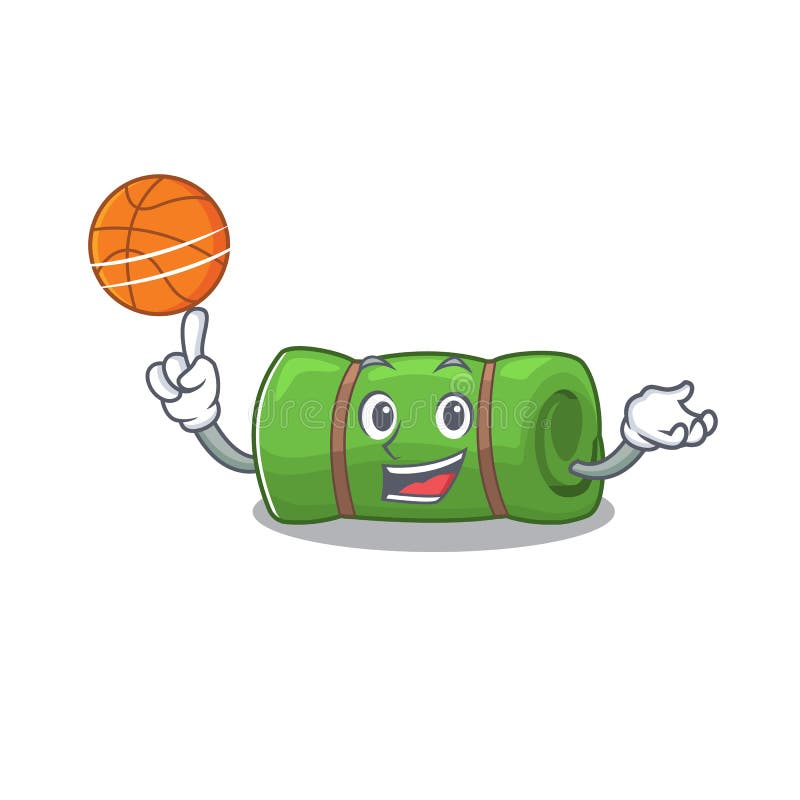 An Icon of Camping Mat Scroll Cartoon Character Playing Basketball ...