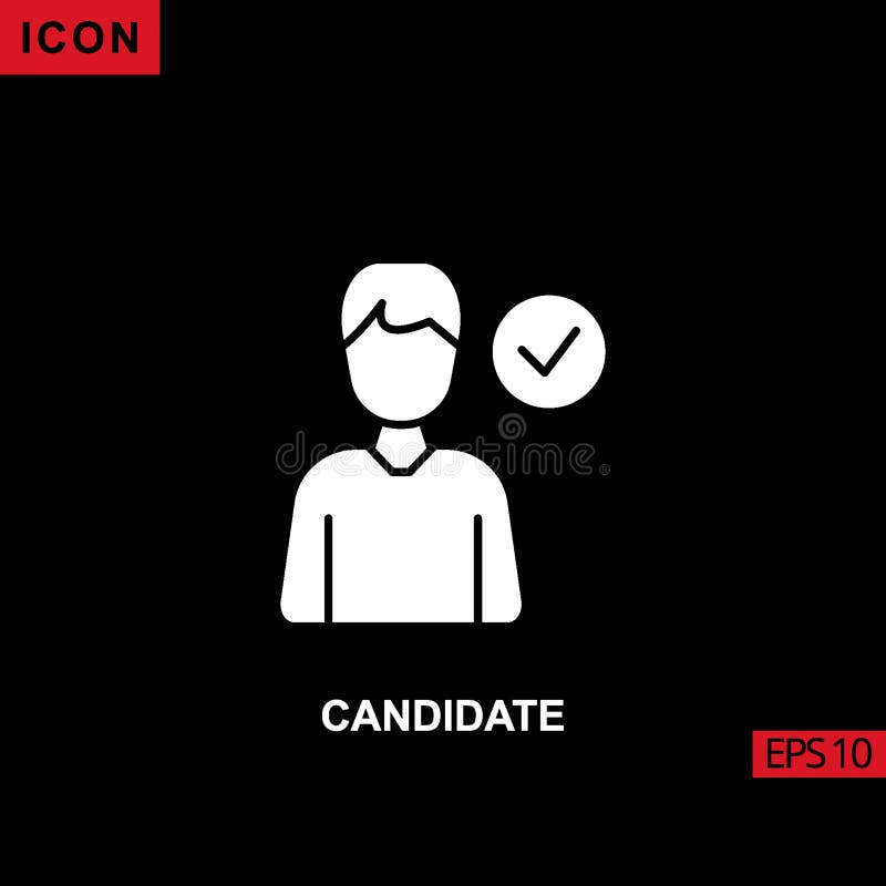 Icon Candidate with Approve. Glyph, Flat or Filled Vector Icon Symbol ...