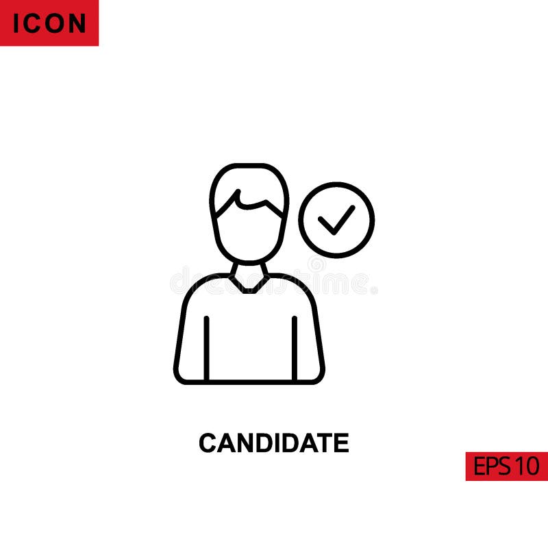 Icon Candidate with Approve. Outline, Line or Linear Vector Icon Symbol ...