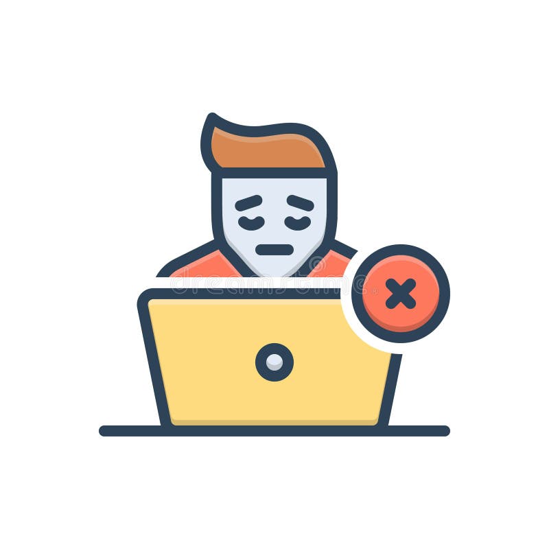 Color Illustration Icon for Cant, Authentication and Laptop Stock ...