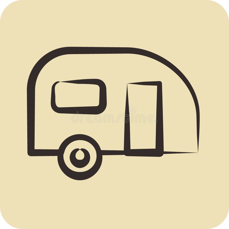 Icon Caravan. Suitable for Automotive Symbol. Hand Drawn Style Stock ...
