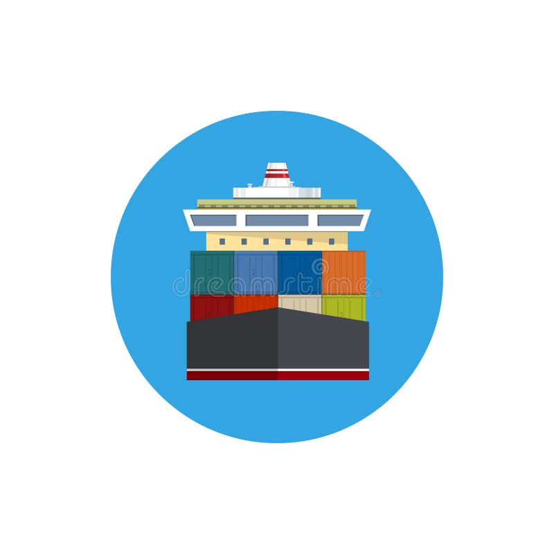 Icon of Cargo Container Ship Stock Vector - Illustration of merchandise ...
