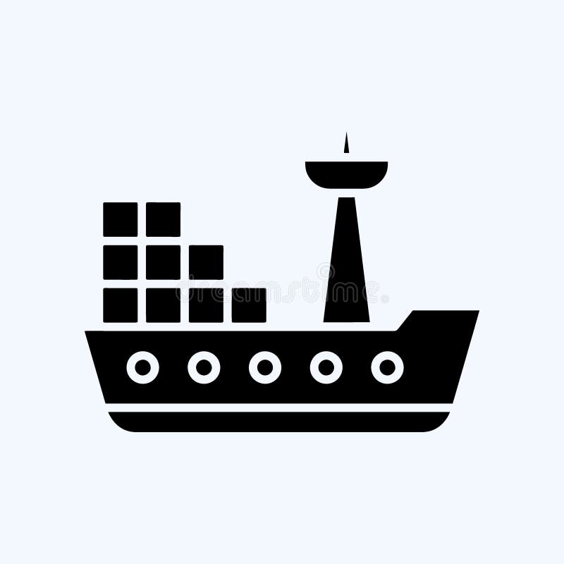 Icon Cargo Ship. Suitable for Education Symbol. Glyph Style. Simple ...