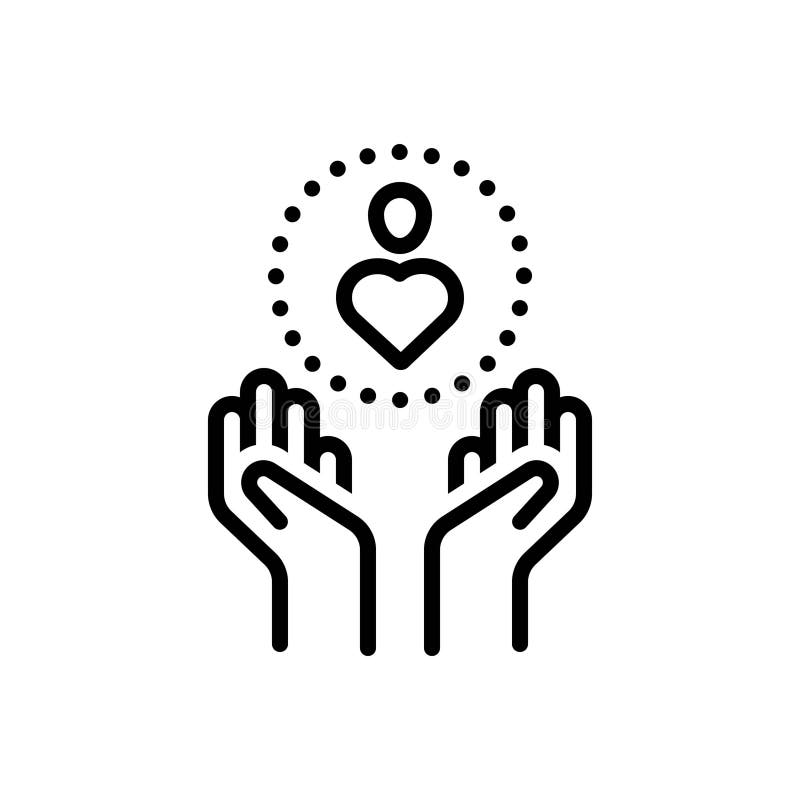 Black Line Icon for Caring, Care and Love Stock Vector - Illustration ...