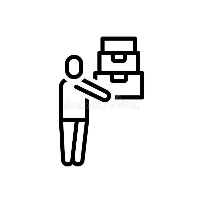 Black Line Icon for Carry Box, Carry and Parcel Stock Illustration ...