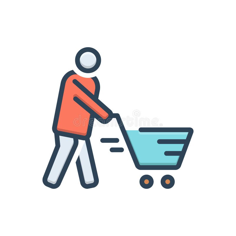 Color Illustration Icon for Cart, Customer and Trolley Stock ...