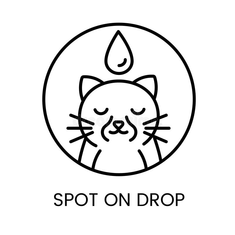 An Icon of a Cat with a Drop in Vector, Representing Spot-on Treatment ...