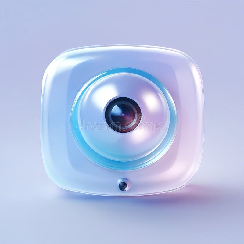 Icon of Cctv Camera, Glossy Glass Style Stock Illustration ...