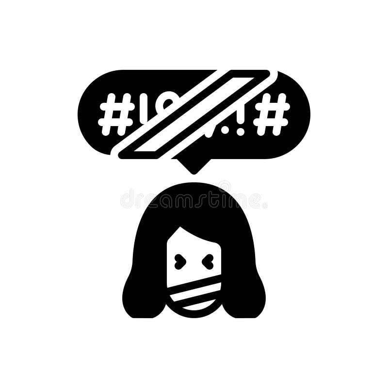 Black Solid Icon for Censored, Censorship and Silent Stock Vector ...