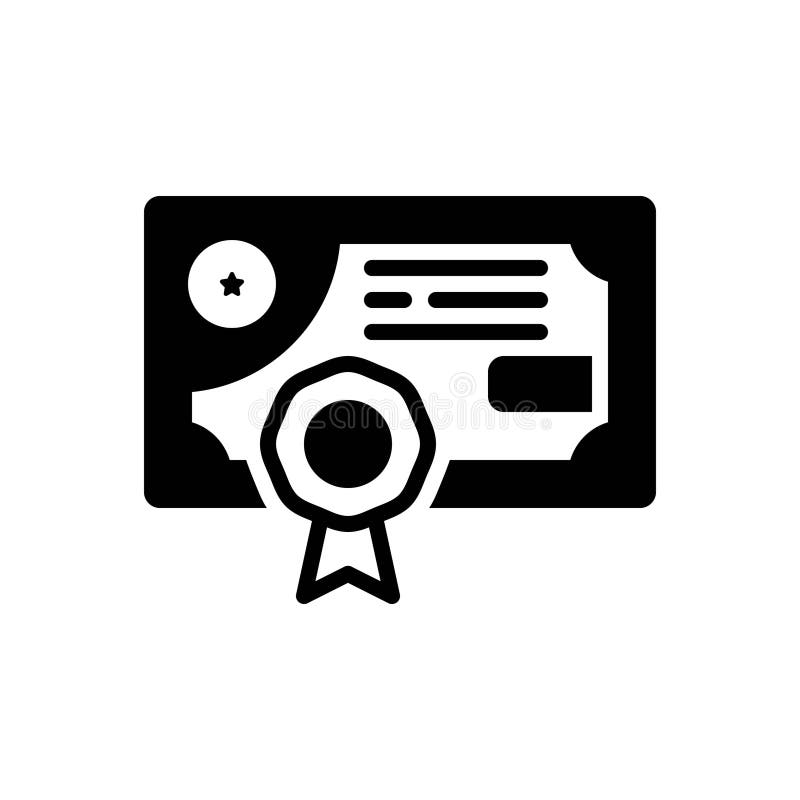 Black Solid Icon for Certificates, Authorization and Document Stock ...