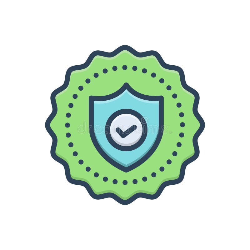 Color Illustration Icon for Certified, Authorized and Safe Stock ...