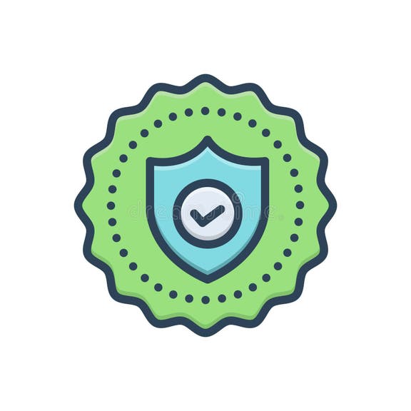 Color Illustration Icon for Certified, Authorized and Safe Stock ...
