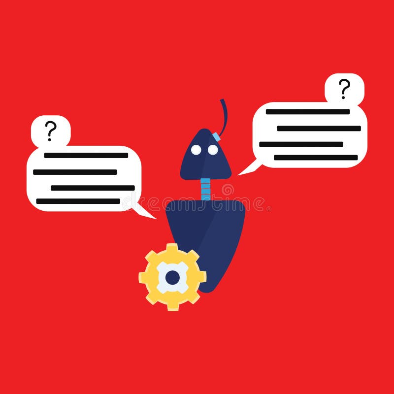 Chat Bot Icon on Red Background, Communication, Web Stock Vector ...