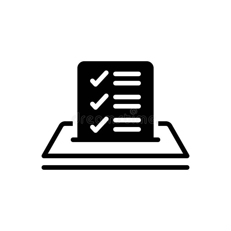 Black Solid Icon for Checkmark, Worksheet and Sheet Stock Illustration ...