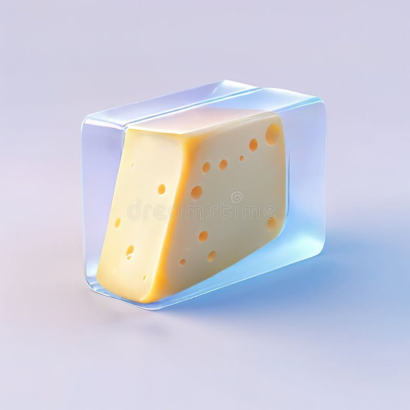 Icon of Cheese Wedge, Glossy Glass Style Illustration Stock ...