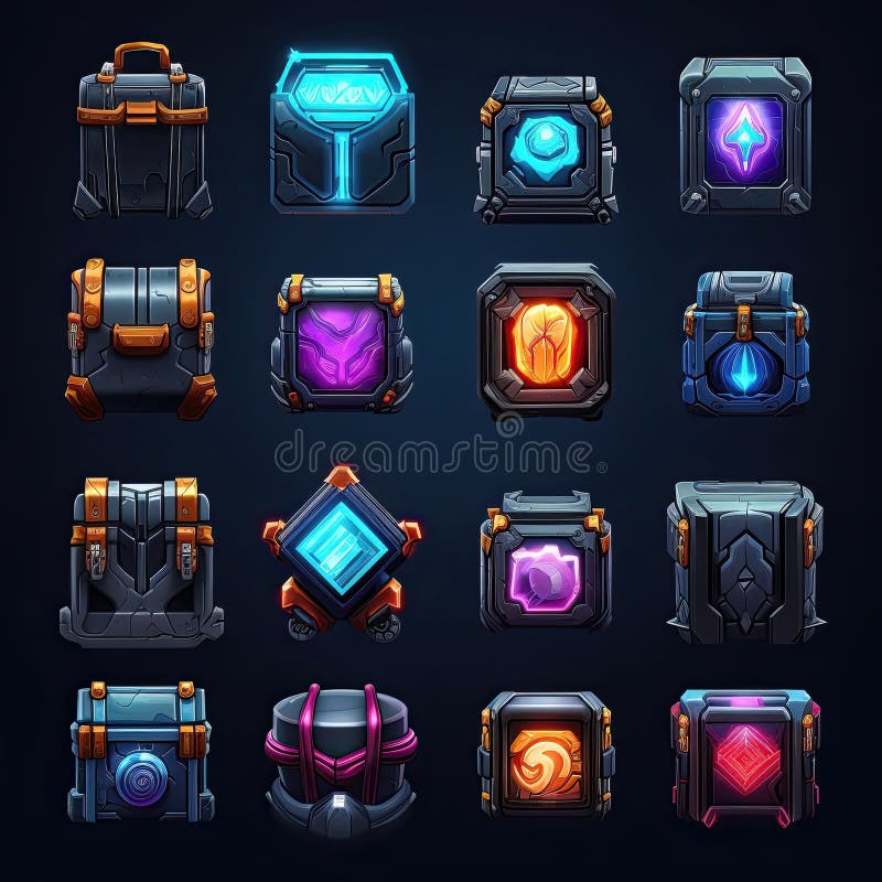 Icon Chest Futuristic Game Ai Generated Stock Photo - Image of scifi ...