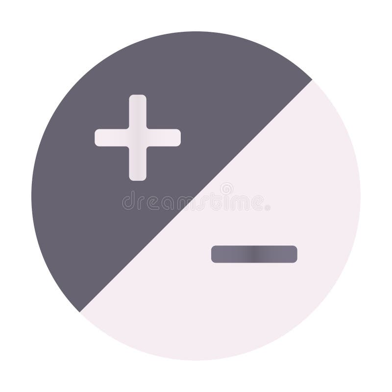 Icon Circle with Two Colors, Plus and Minus Inside. Flat Vector ...