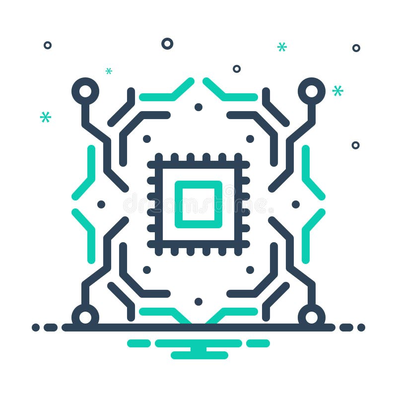Mix Icon for Circuit, Chip and Electronic Stock Vector - Illustration ...