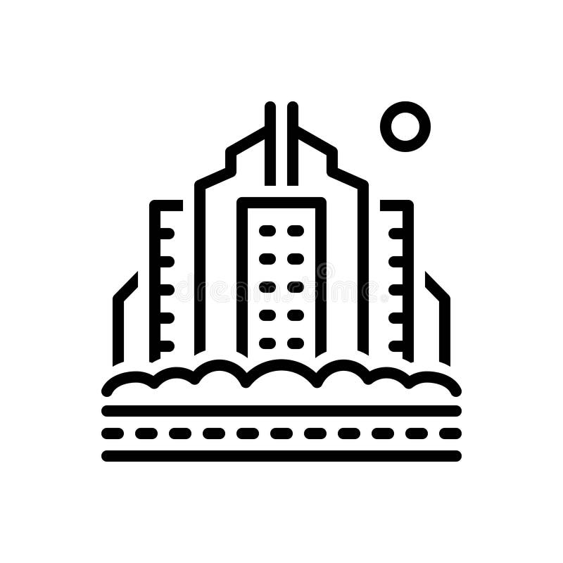 Black Line Icon for City, Building and Cityscape Stock Vector ...
