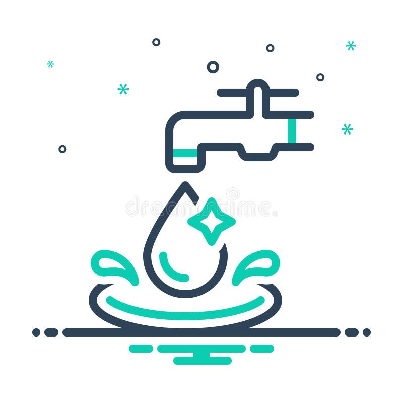 Mix Icon for Clean Water, Faucet and Droplet Stock Vector ...