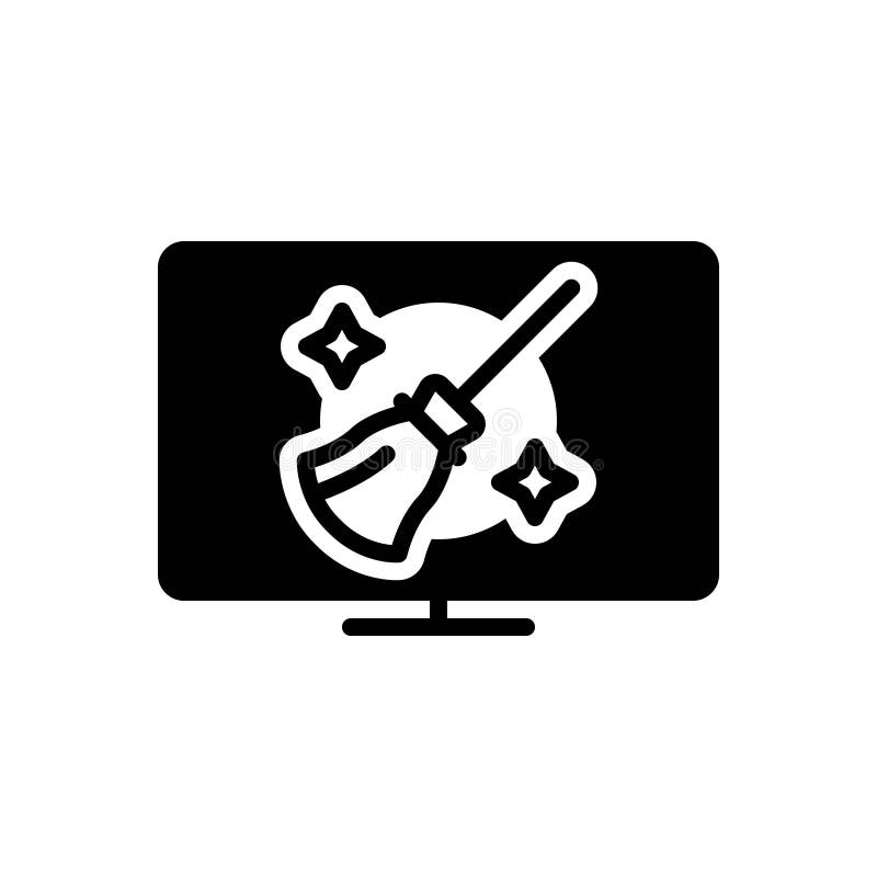 Black Solid Icon for Cleanup, Clean and Computer Stock Illustration ...
