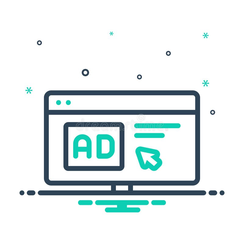 Mix Icon for Click Ad, Computer and Mouse Stock Illustration ...